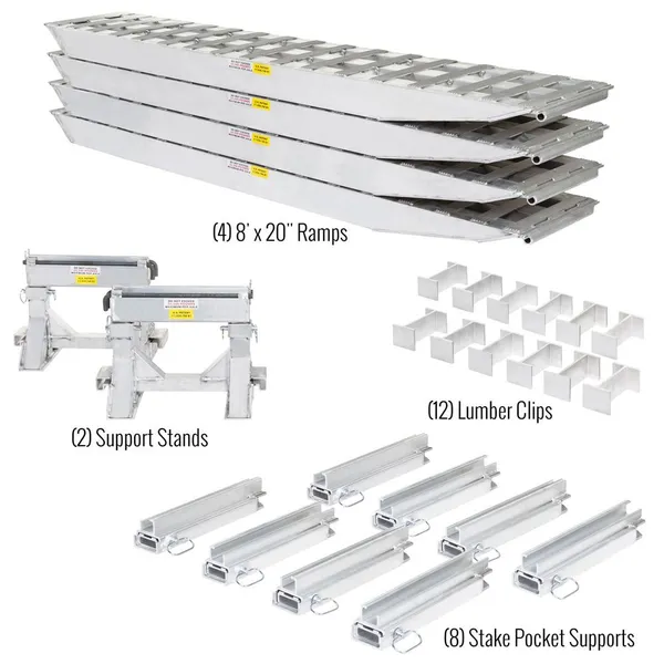 8' L x 20" W 4 Bunk Load Leveler / 4 Ramp System for 20" H Step Deck ...